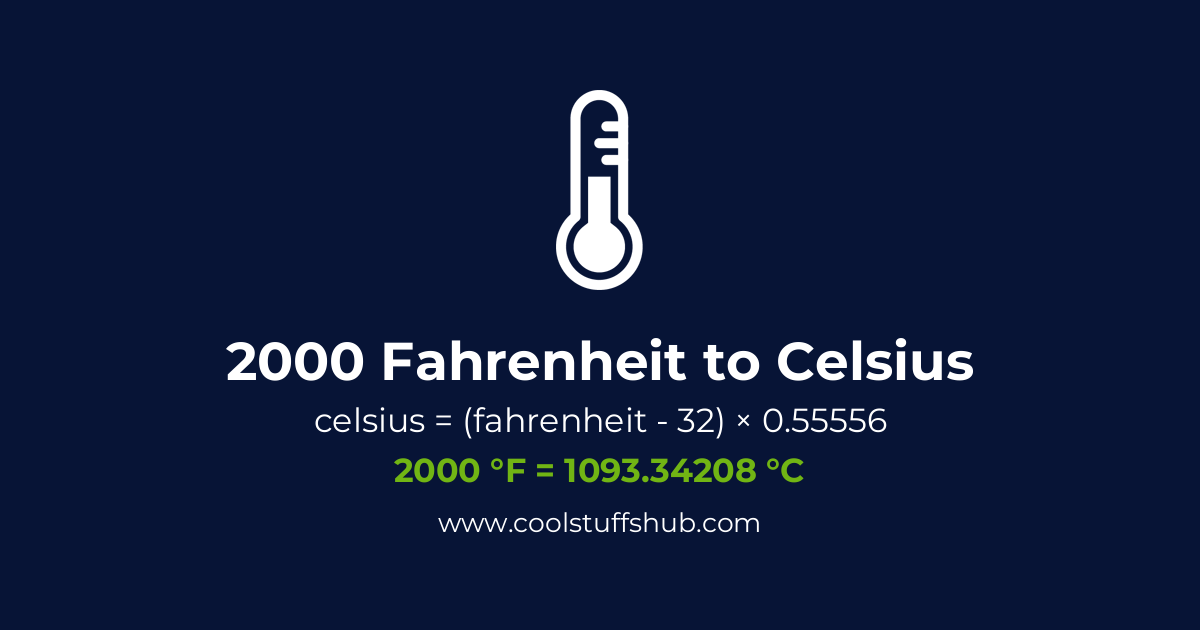 Convert 2000 fahrenheit to celsius (2000 °F to °C conversion)