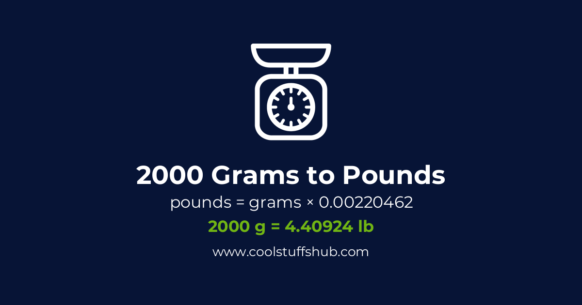 Convert 2000 grams to pounds (2000 g to lb conversion)