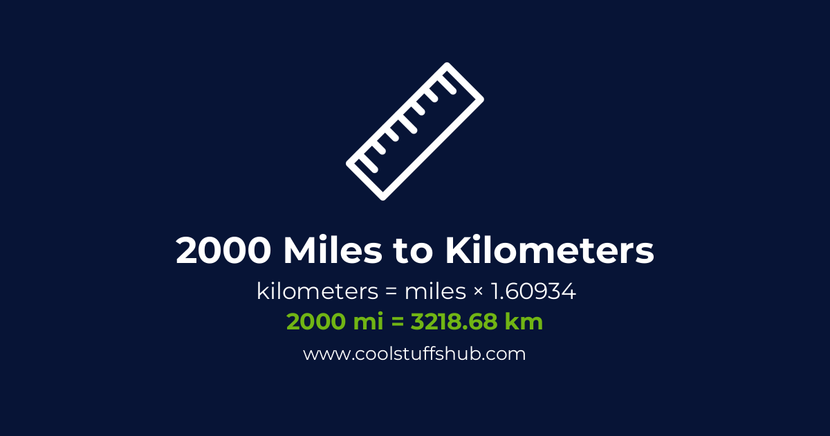 Convert 2000 miles to kilometers (2000 mi to km conversion)
