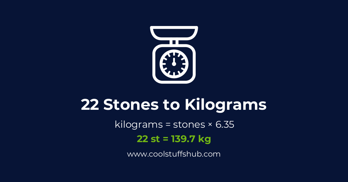 Convert 22 stones to kilograms (22 st to kg conversion)