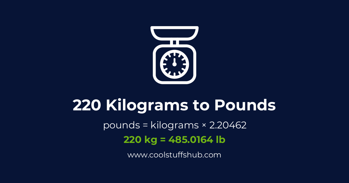 Convert 220 kilograms to pounds (220 kg to lb conversion)