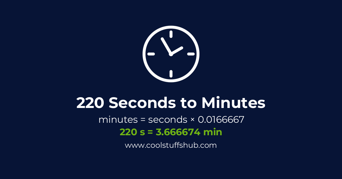 Convert 220 seconds to minutes (220 s to min conversion)