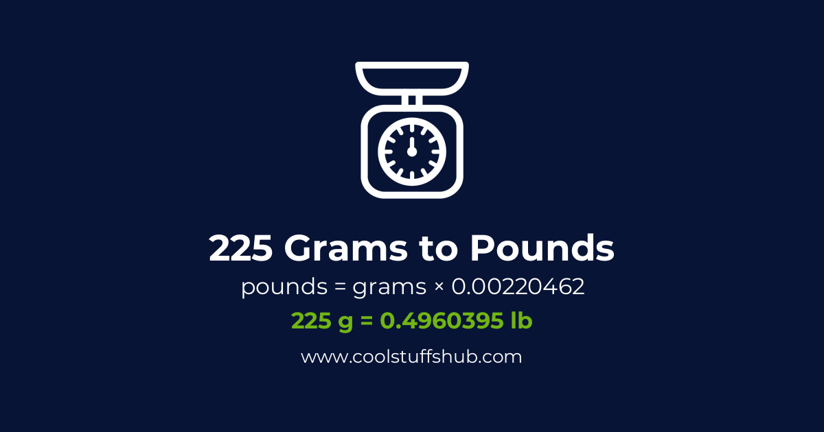 Convert 225 grams to pounds (225 g to lb conversion)