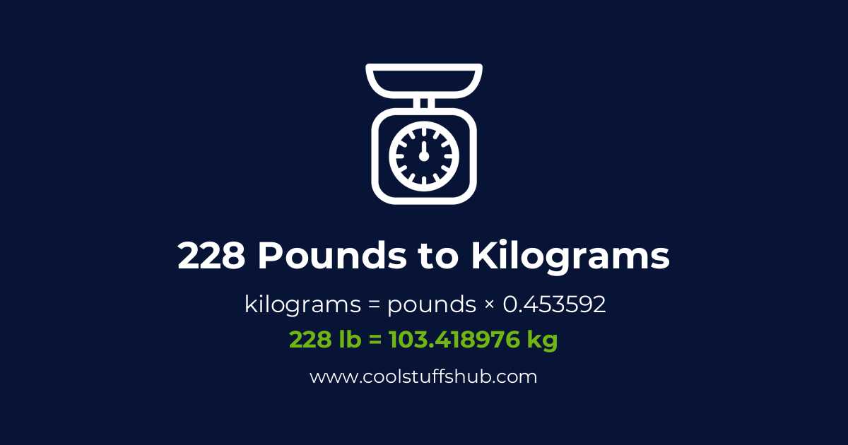 Convert 228 pounds to kilograms (228 lb to kg conversion)