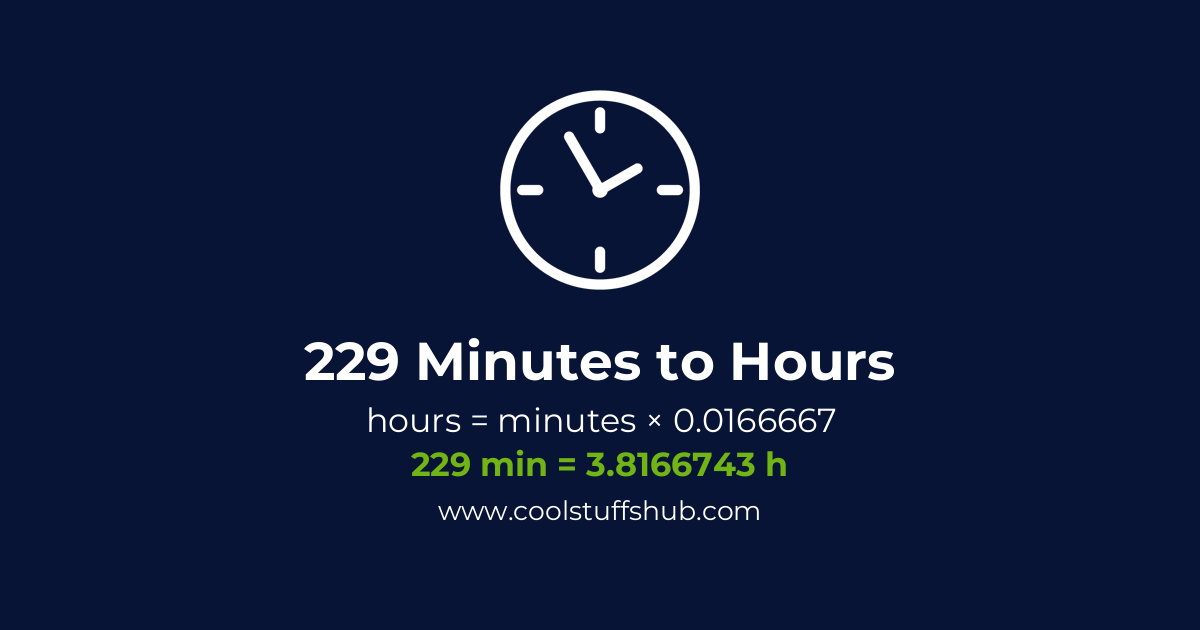 Convert 229 minutes to hours (229 min to h conversion)