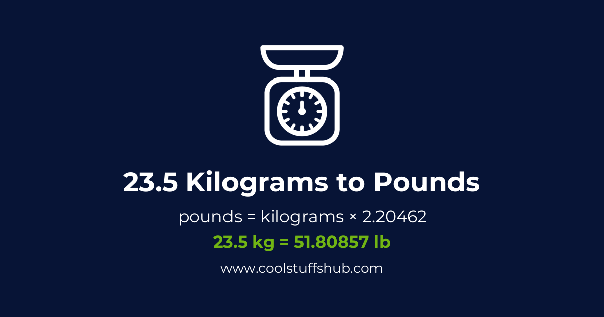 Convert 23.5 kilograms to pounds (23.5 kg to lb conversion)