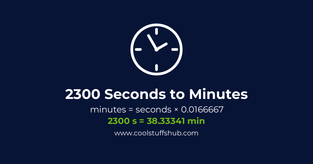 Convert 2300 seconds to minutes (2300 s to min conversion)