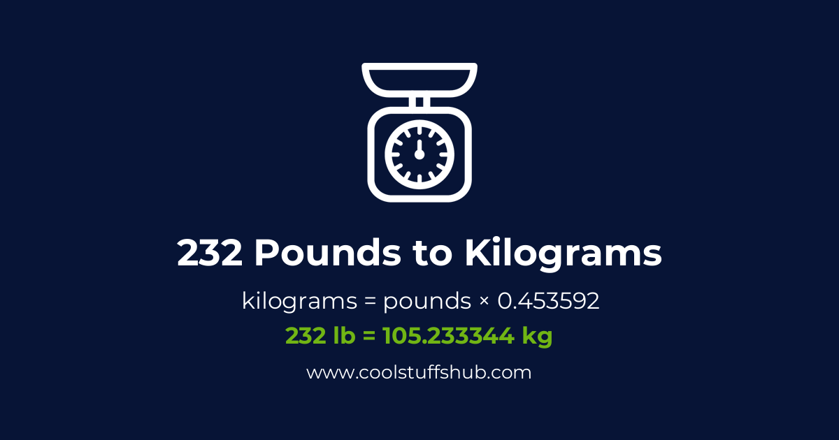 Convert 232 pounds to kilograms (232 lb to kg conversion)