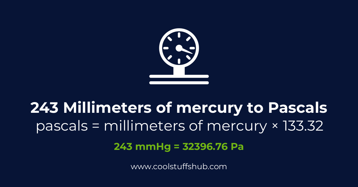 Convert 243 Millimeters Of Mercury To Pascals 243 MmHg To Pa Conversion 