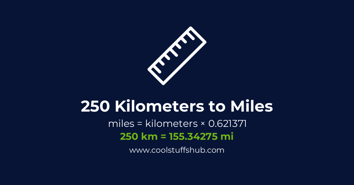 Convert 250 kilometers to miles (250 km to mi conversion)