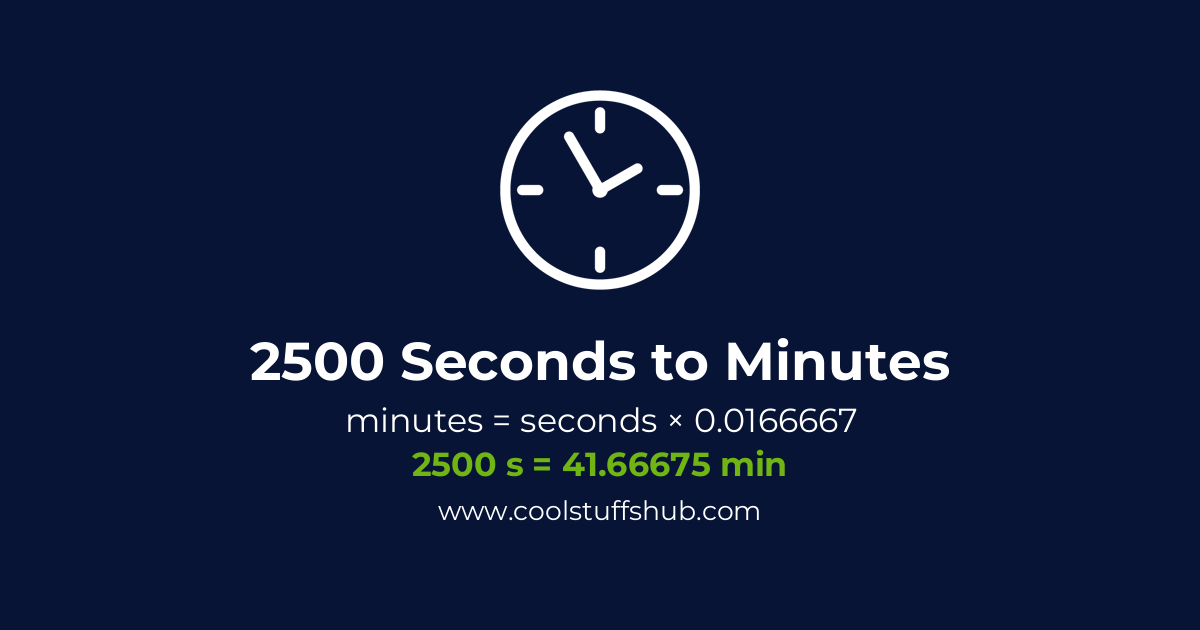 Convert 2500 seconds to minutes (2500 s to min conversion)