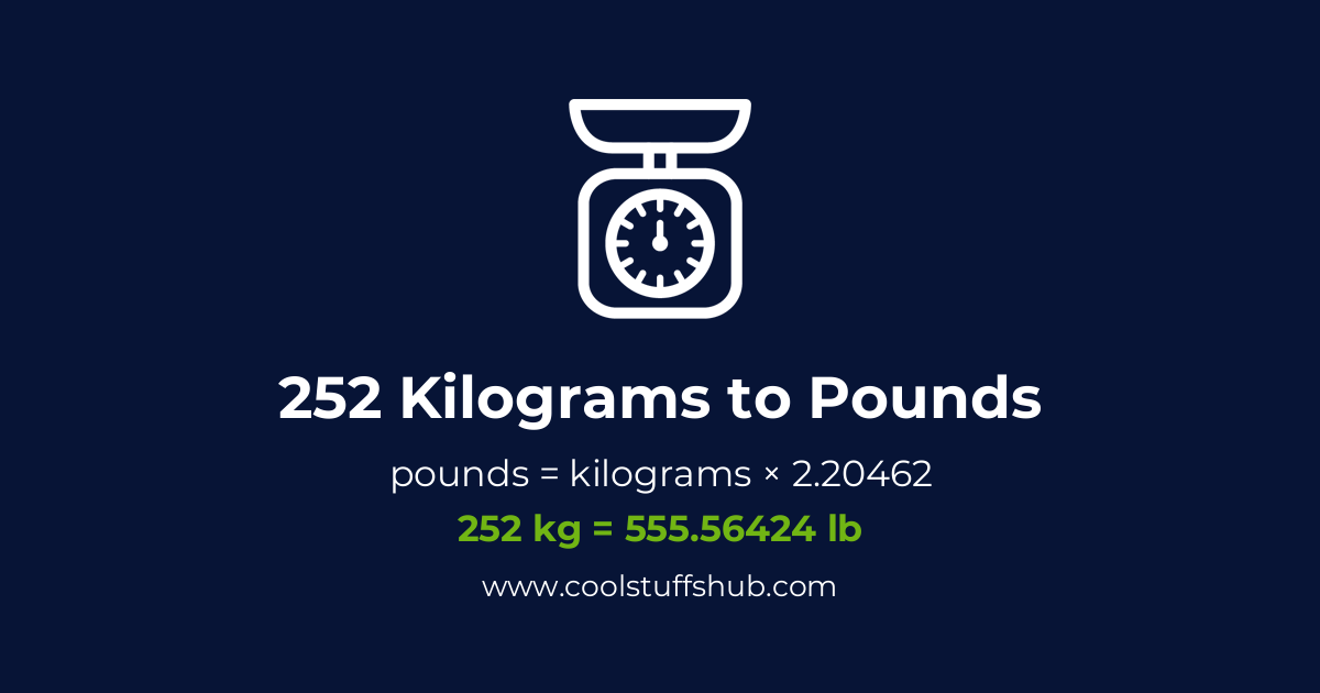 Convert 252 kilograms to pounds (252 kg to lb conversion)