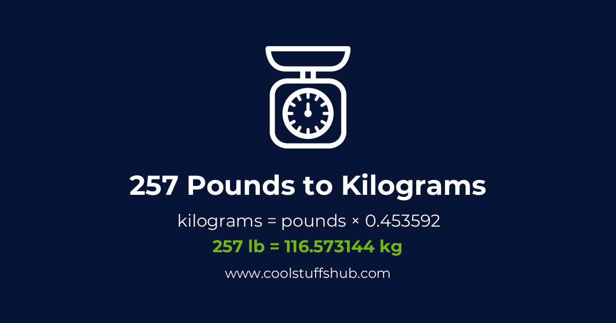 Convert 257 pounds to kilograms (257 lb to kg conversion)