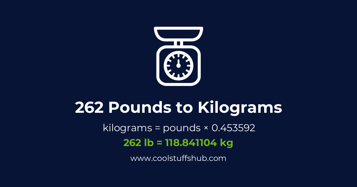 Convert 262 pounds to kilograms (262 lb to kg conversion)