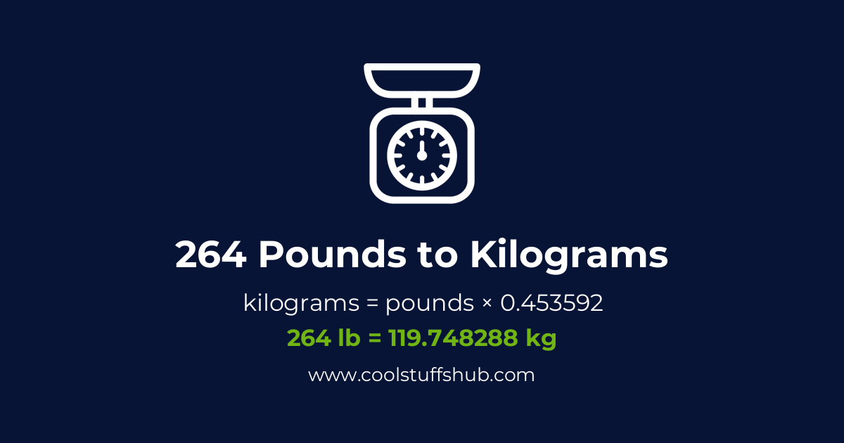 Convert 264 pounds to kilograms (264 lb to kg conversion)