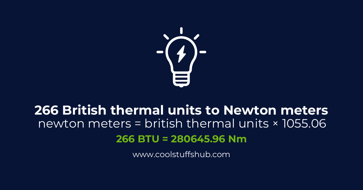 Convert 266 british thermal units to newton meters (266 BTU to Nm ...