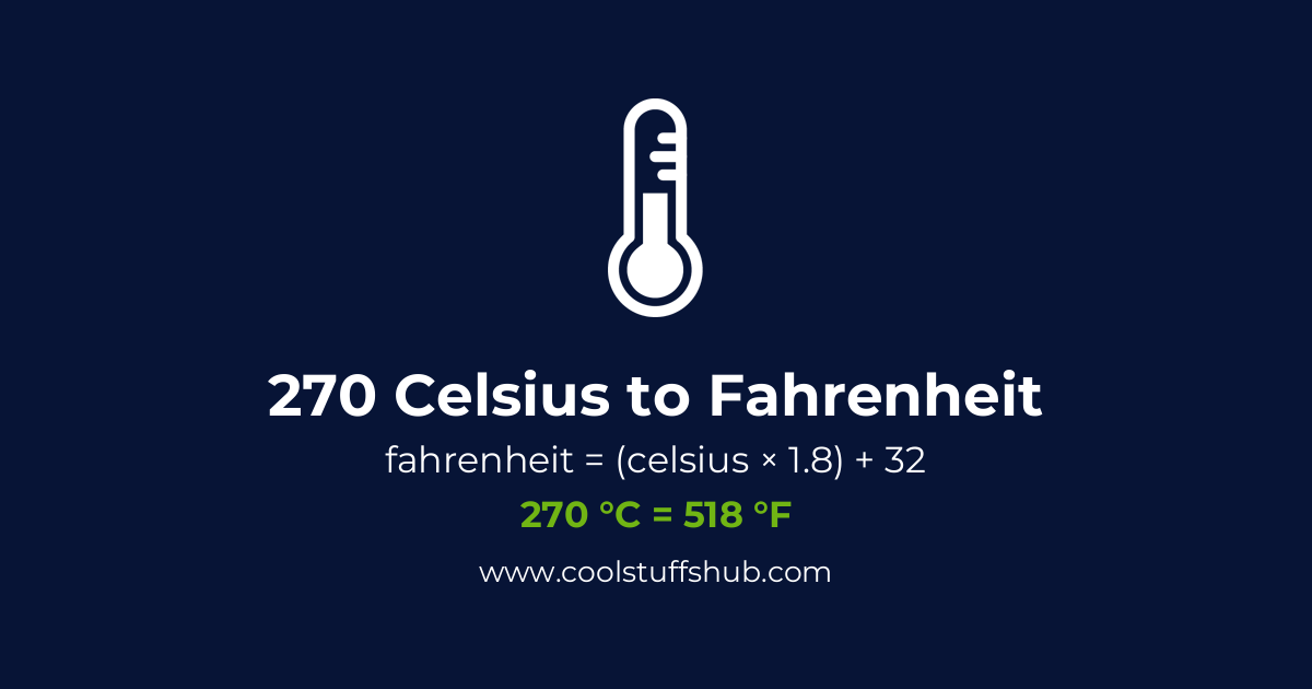 Convert 270 celsius to fahrenheit (270 °C to °F conversion)
