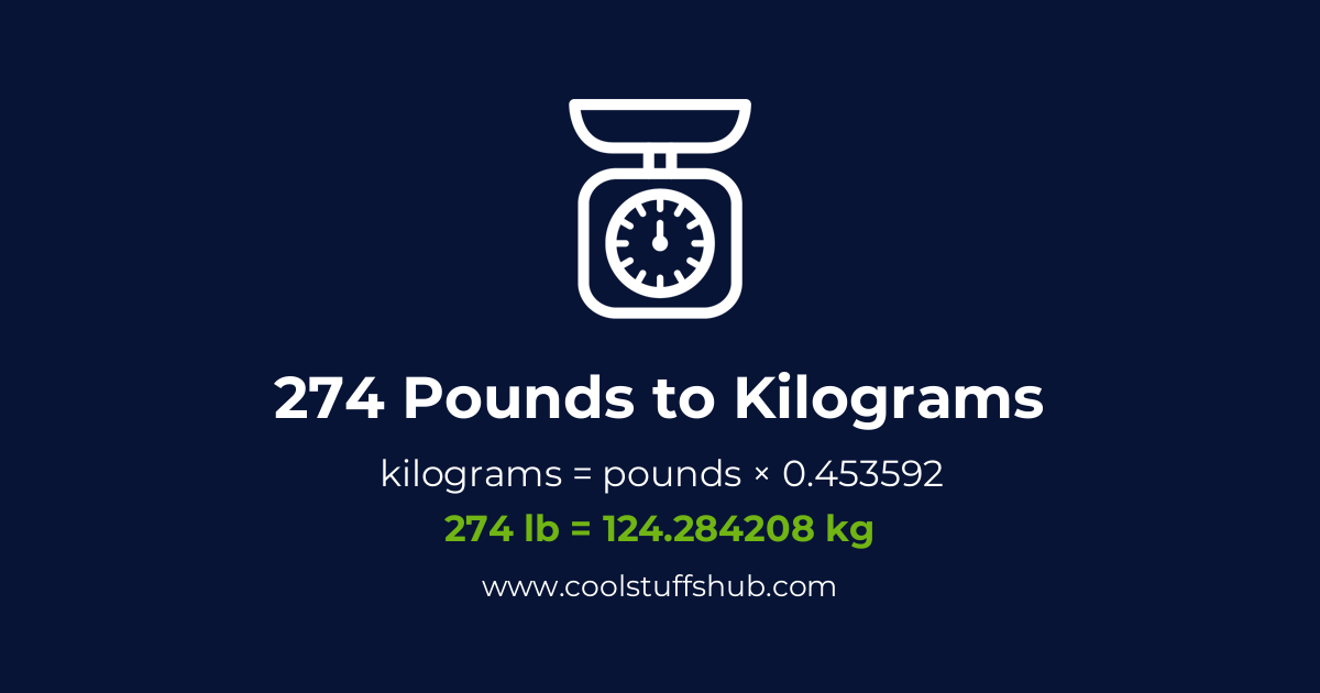 Convert 274 pounds to kilograms (274 lb to kg conversion)