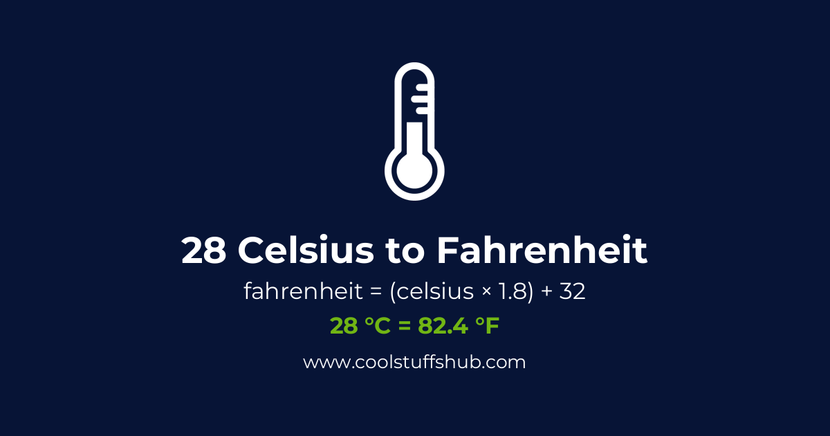 Convert 28 celsius to fahrenheit (28 °C to °F conversion)