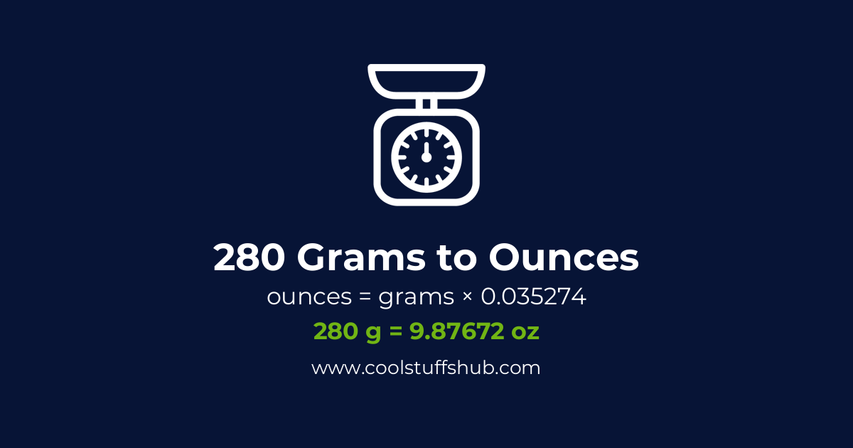 Convert 280 grams to ounces (280 g to oz conversion)