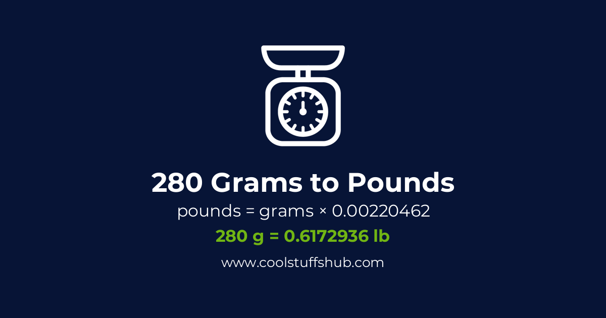 Convert 280 grams to pounds (280 g to lb conversion)