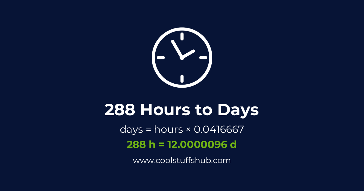 Convert 288 hours to days (288 h to d conversion)