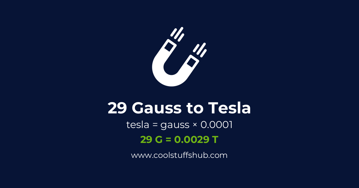 Convert 29 gauss to tesla (29 G to T conversion)
