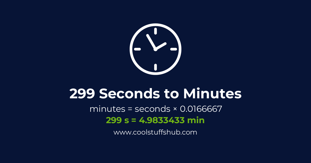 Convert 299 seconds to minutes (299 s to min conversion)