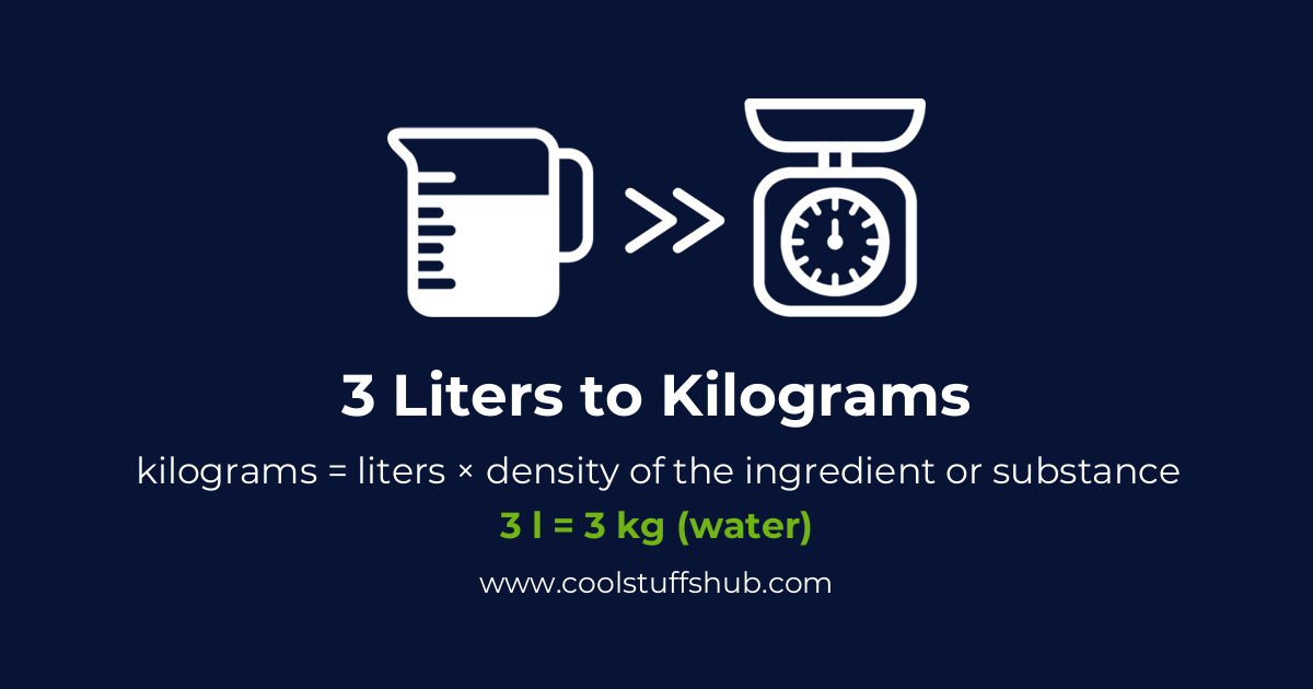 Convert 3 Liters To Kilograms 3 L To Kg Conversion Convert 3 Liters To Kilograms 3 L To Kg Conversion
