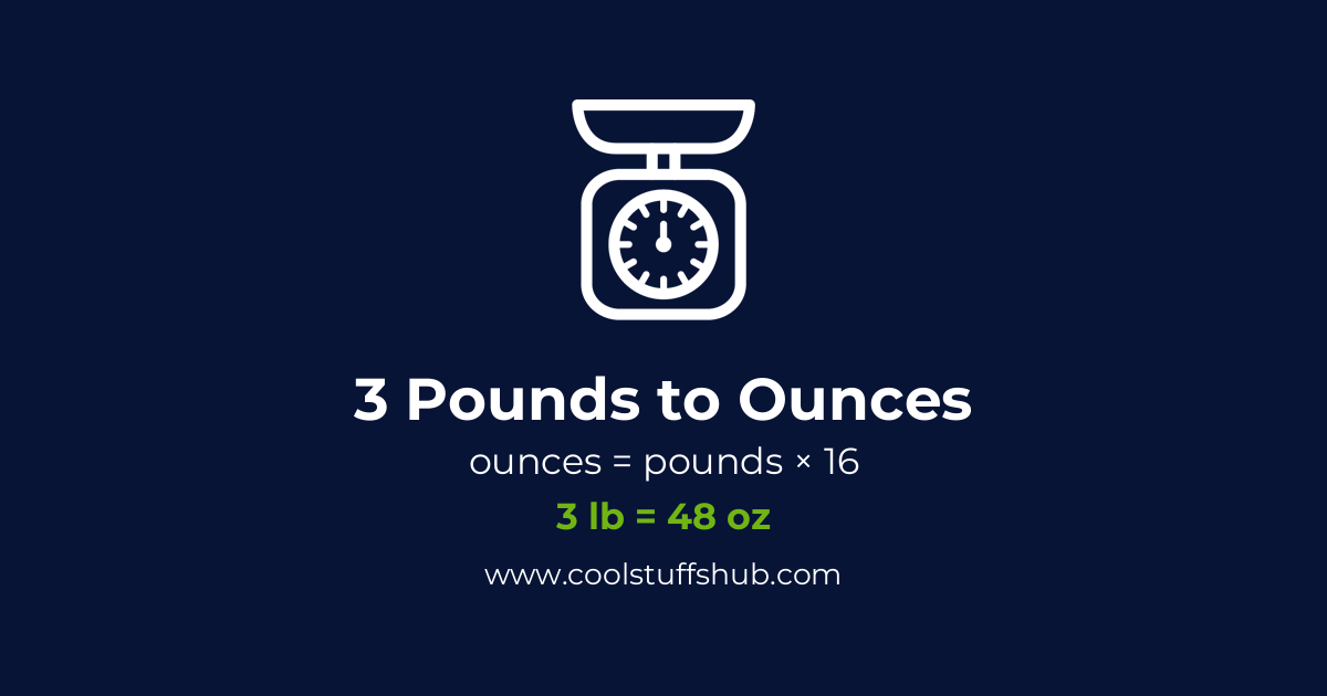 Convert 3 pounds to ounces (3 lb to oz conversion)