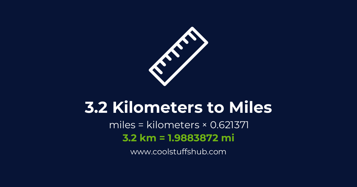 Convert 3.2 kilometers to miles (3.2 km to mi conversion)
