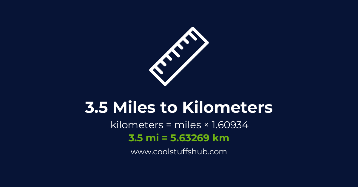 Convert 3.5 miles to kilometers (3.5 mi to km conversion)