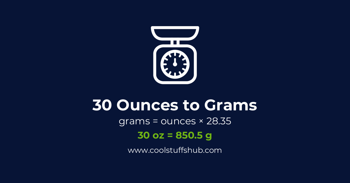 Convert 30 ounces to grams (30 oz to g conversion)