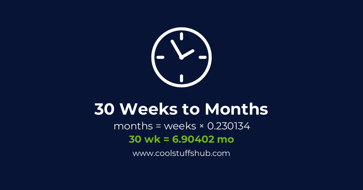 Convert 30 weeks to months (30 wk to mo conversion)