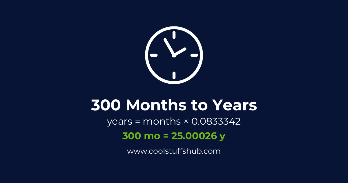 Convert 300 months to years (300 mo to y conversion)