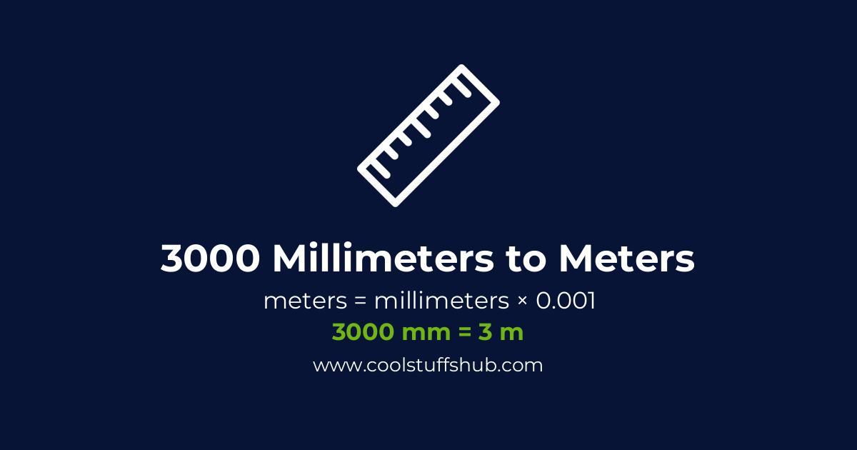 Convert 3000 millimeters to meters (3000 mm to m conversion)