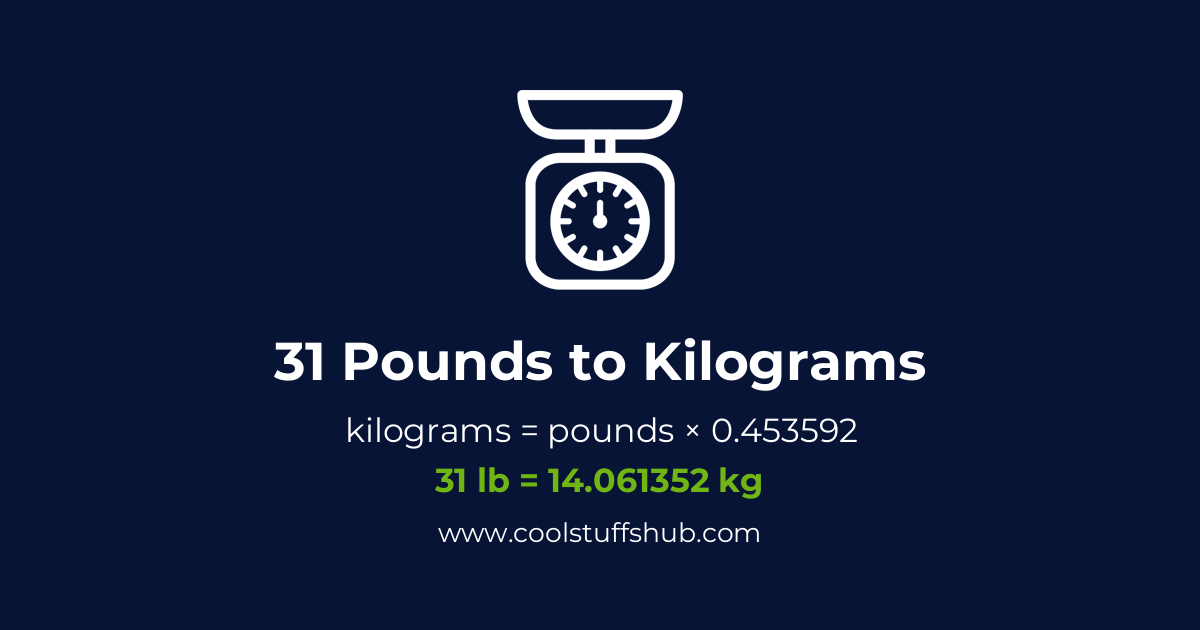 Convert 31 pounds to kilograms (31 lb to kg conversion)