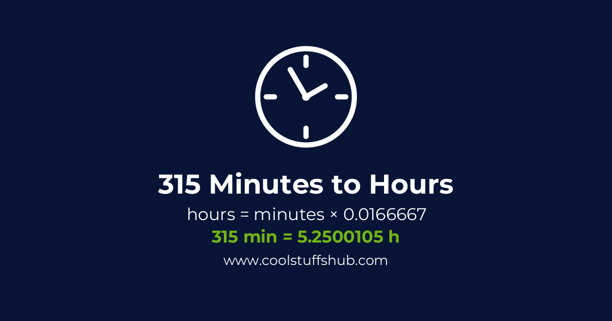 Convert 315 minutes to hours (315 min to h conversion)