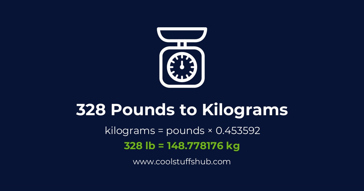 Convert 328 pounds to kilograms (328 lb to kg conversion)