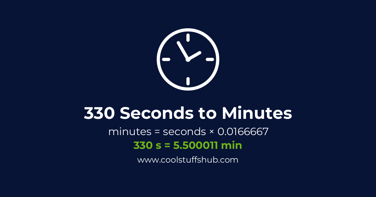 Convert 330 seconds to minutes (330 s to min conversion)