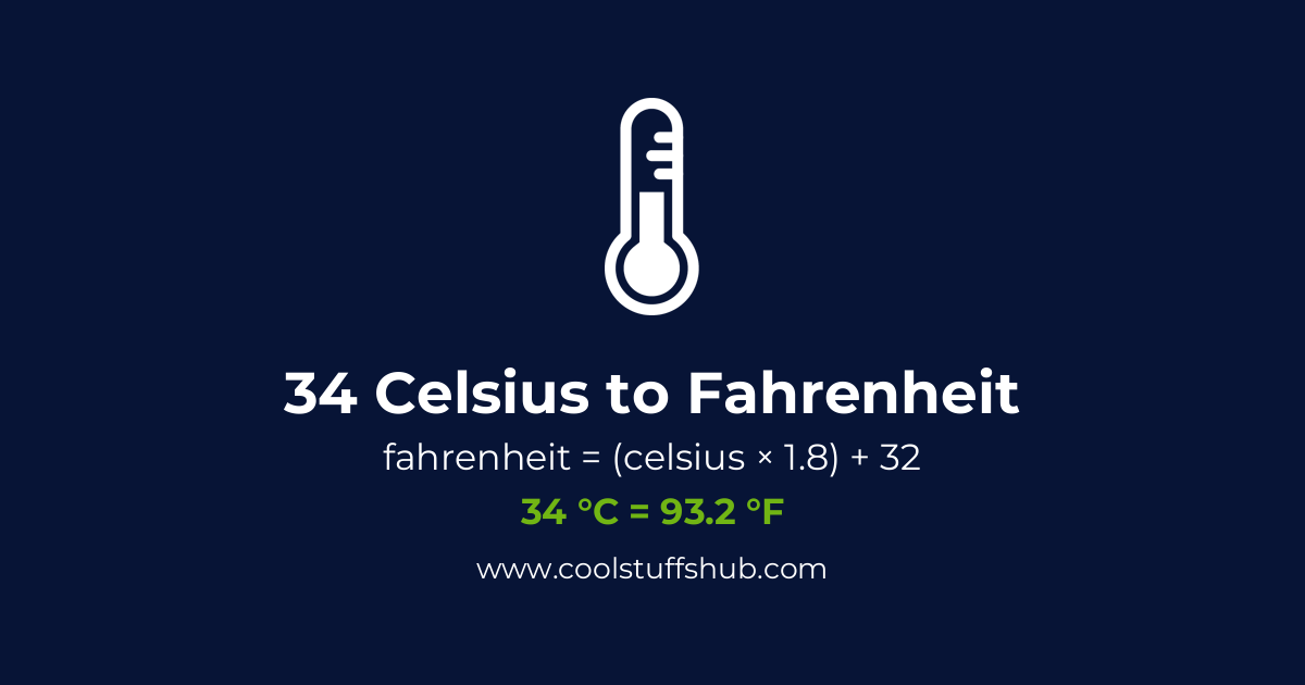 Convert 34 celsius to fahrenheit (34 °C to °F conversion)