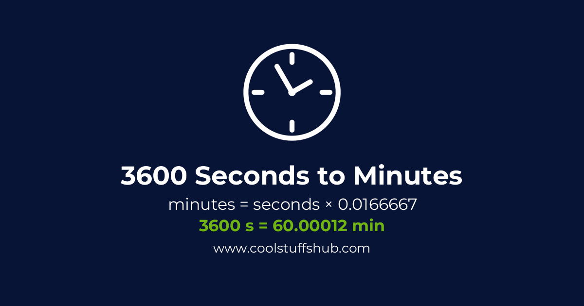 Convert 3600 seconds to minutes (3600 s to min conversion)