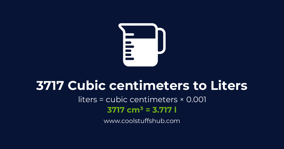 Convert 3717 Cubic Centimeters To Liters 3717 Cm To L Conversion Convert 3717 Cubic Centimeters To Liters 3717 Cm To L Conversion