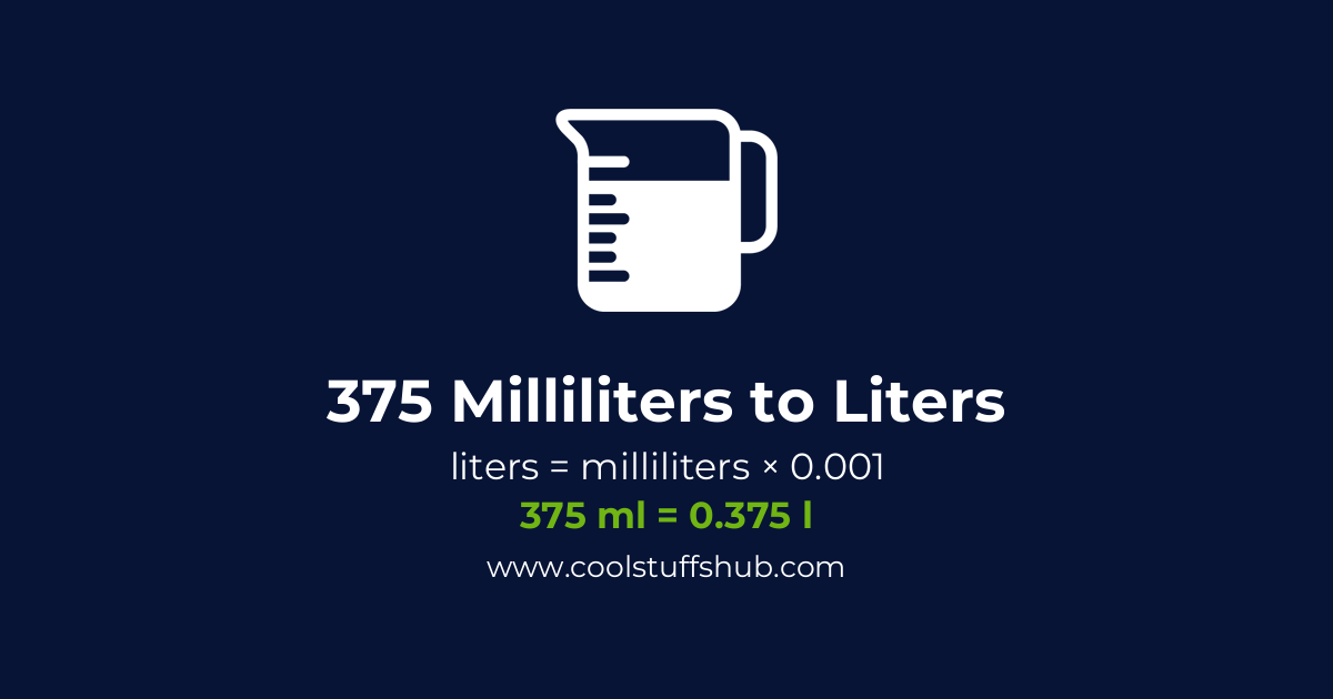 Convert 375 milliliters to liters (375 ml to l conversion)