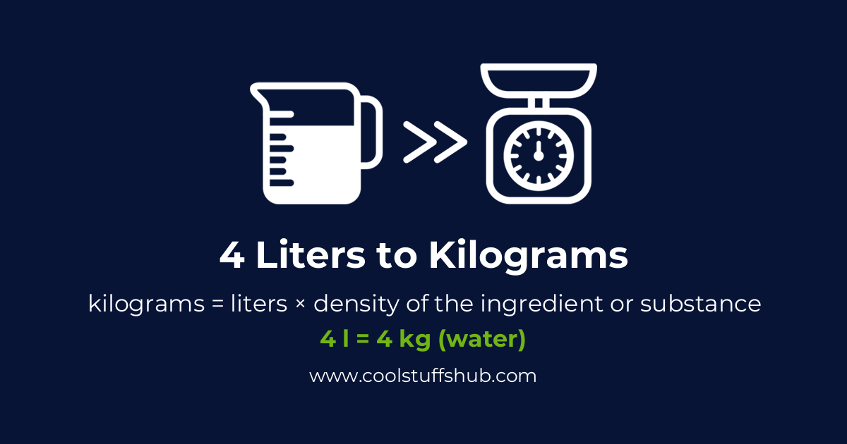 Convert 4 Liters To Kilograms 4 L To Kg Conversion Convert 4 Liters To Kilograms 4 L To Kg Conversion
