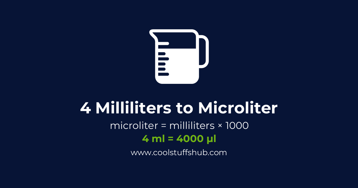 4 Milliliters To Microliter Conversion 4 Ml To l 4 Milliliters To Microliter Conversion 4 Ml To l