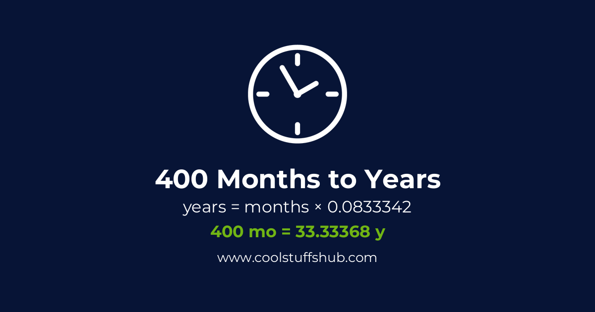 Convert 400 months to years (400 mo to y conversion)