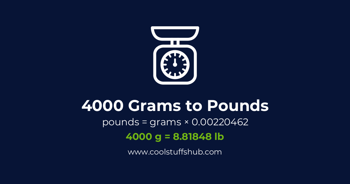 Convert 4000 grams to pounds (4000 g to lb conversion)
