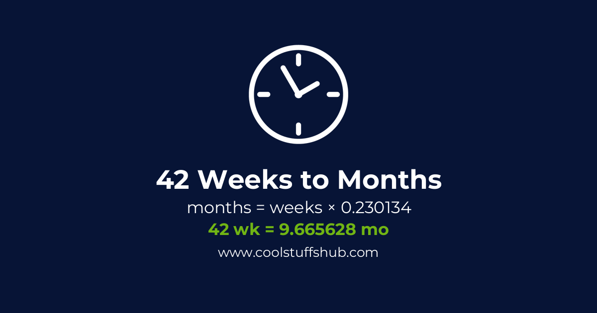 Convert 42 weeks to months (42 wk to mo conversion)