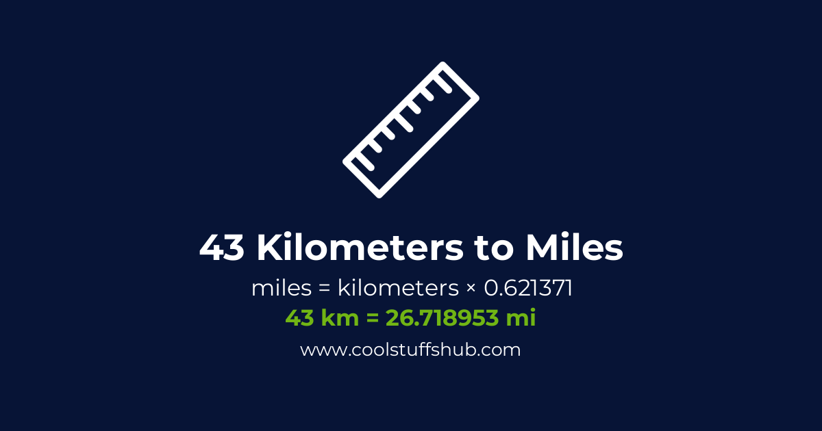 Convert 43 kilometers to miles (43 km to mi conversion)